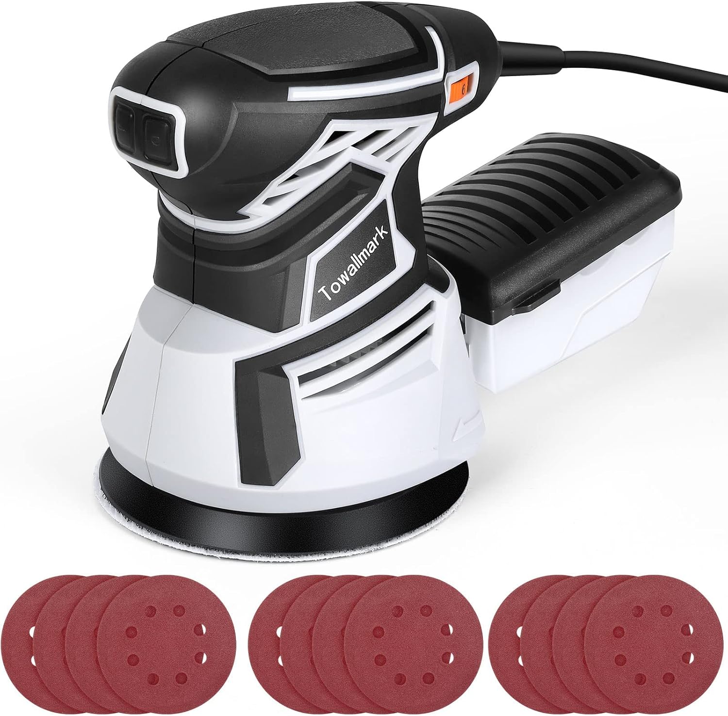 2.6A (350W) 5-Inch Random Orbital Sander with 12Pcs Sandpapers ...