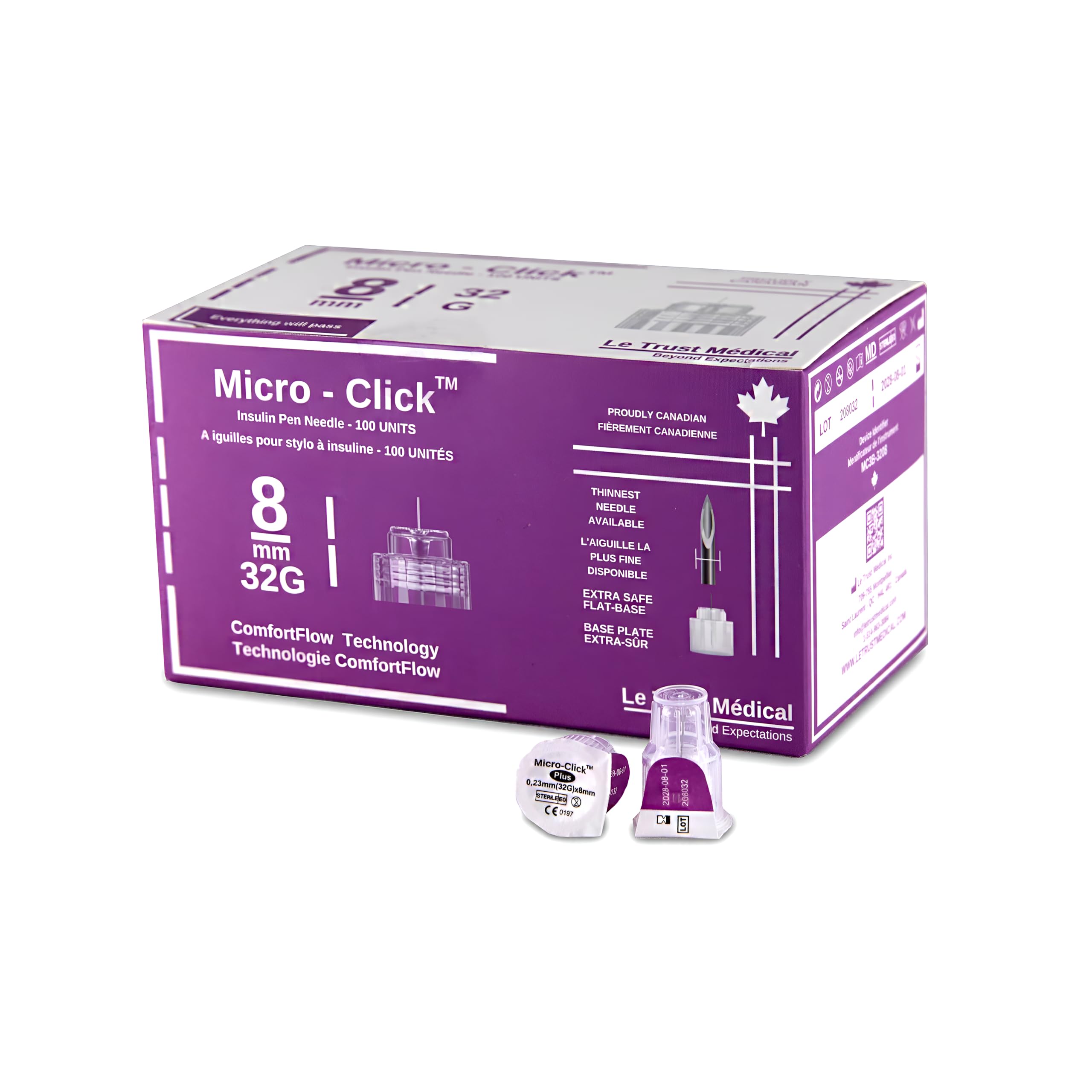 8mm 32G Micro-Click Diabetic Pen Needles [100 pen needles], Insulin Pen ...