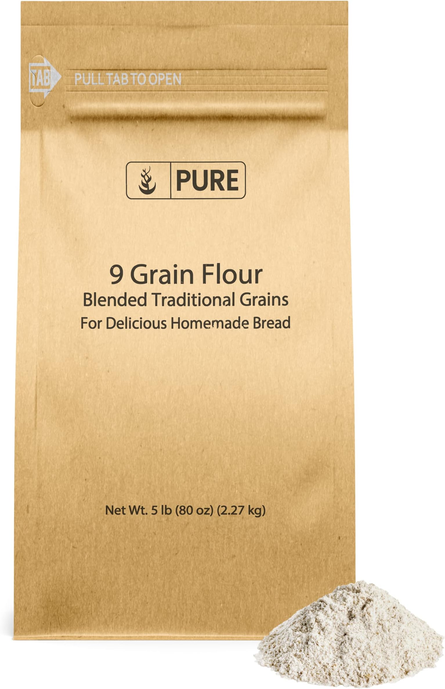 Amazon.com : Pure Original Ingredients 9 Grain Flour (5 lb), Bread ...