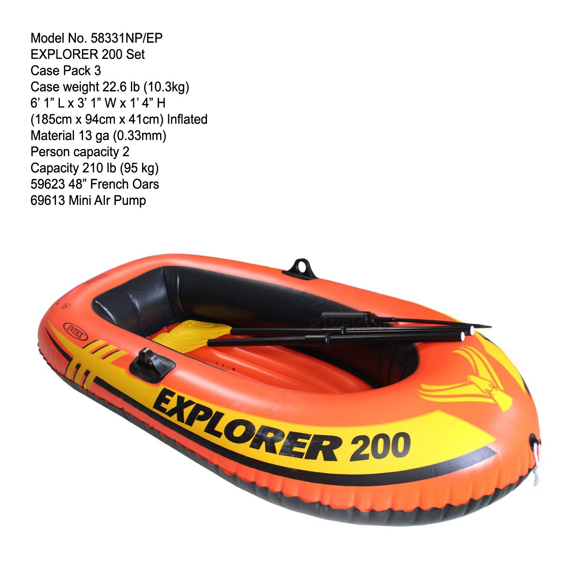INTEX Explorer 200 Inflatable Two Person Raft Boat Set : Amazon.in ...