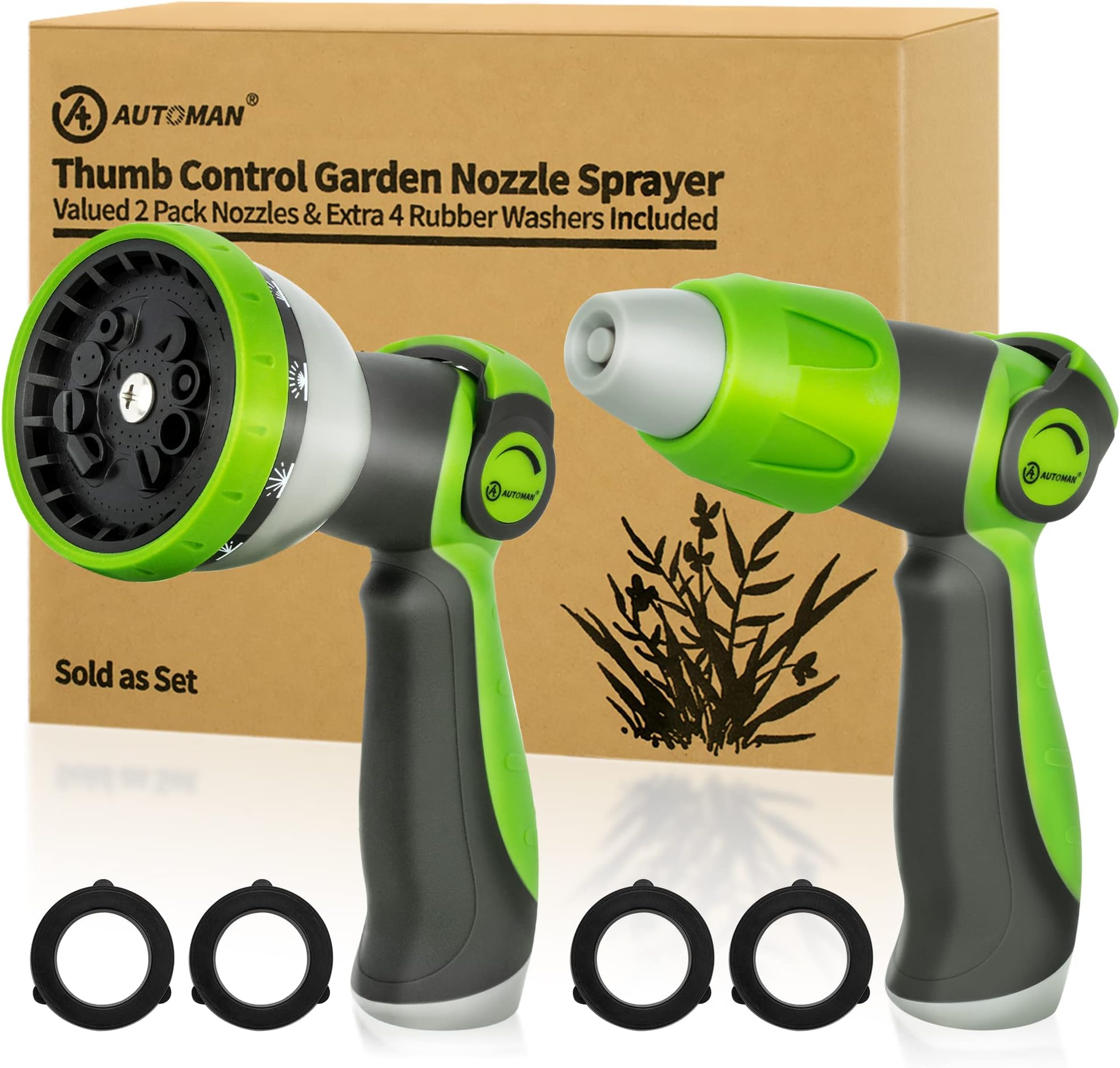 Amazon.com : ALMA Garden Hose Nozzle Sprayer with Easy THUMB CONTROL ...