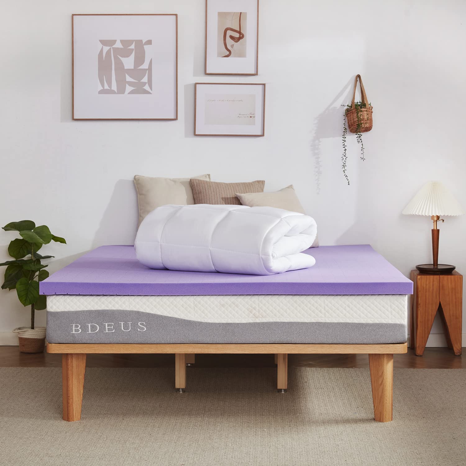 BDEUS Dual Layer 2 Inch Memory Foam Mattress Topper Twin Size,Cooling ...