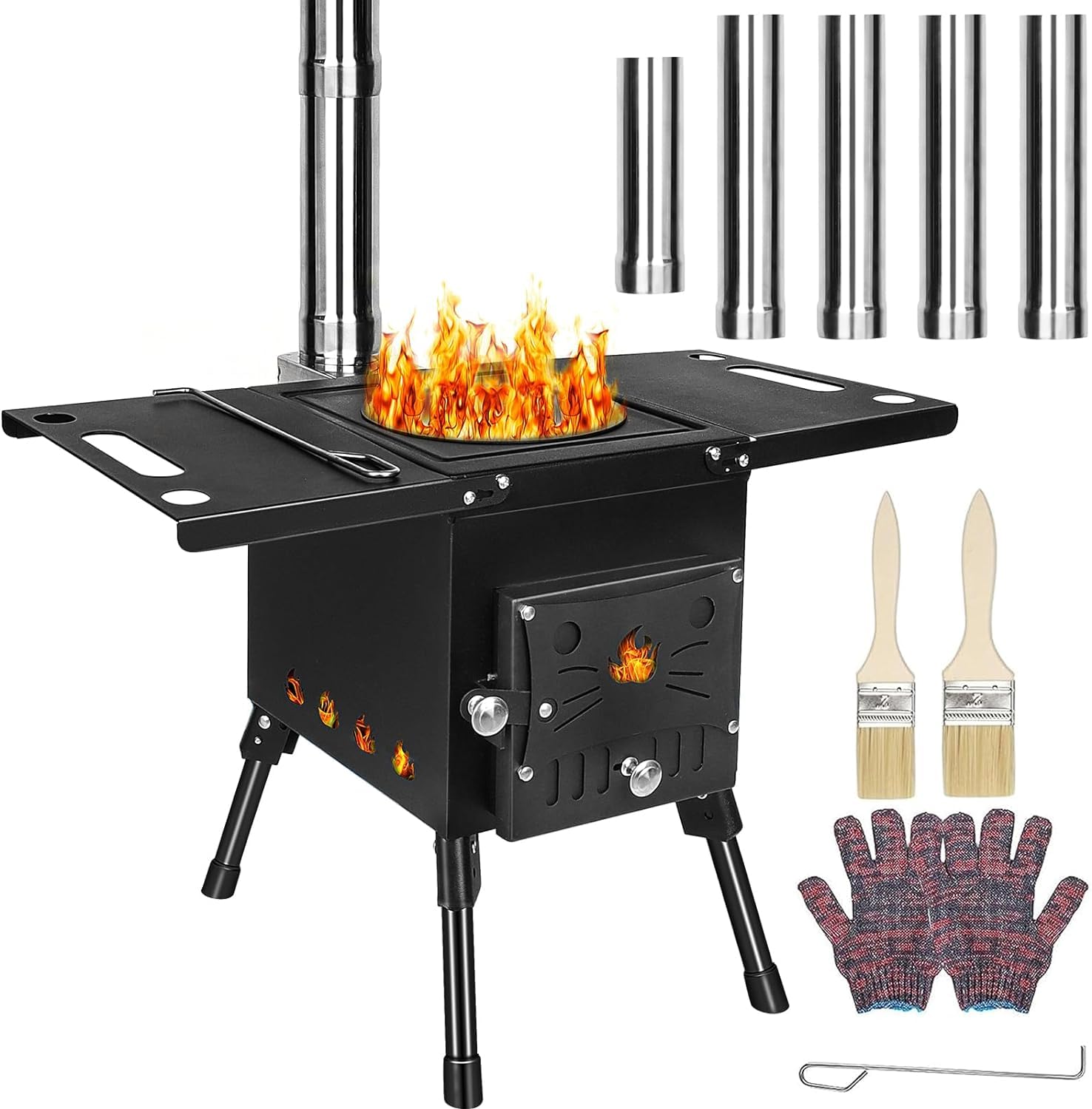 Wood Burning Stove, Portable Tent Stoves, Camping Wood Stove Wood ...