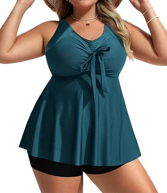 Amazon.com: Hanna Nikole Women Swimwear with Boyshorts Tummy Control ...
