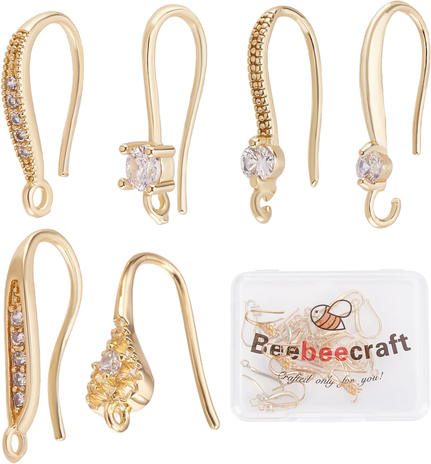 Amazon.com: INSPIRELLE 30 PCS / 15 Pairs Earring Hooks with Crystal ...