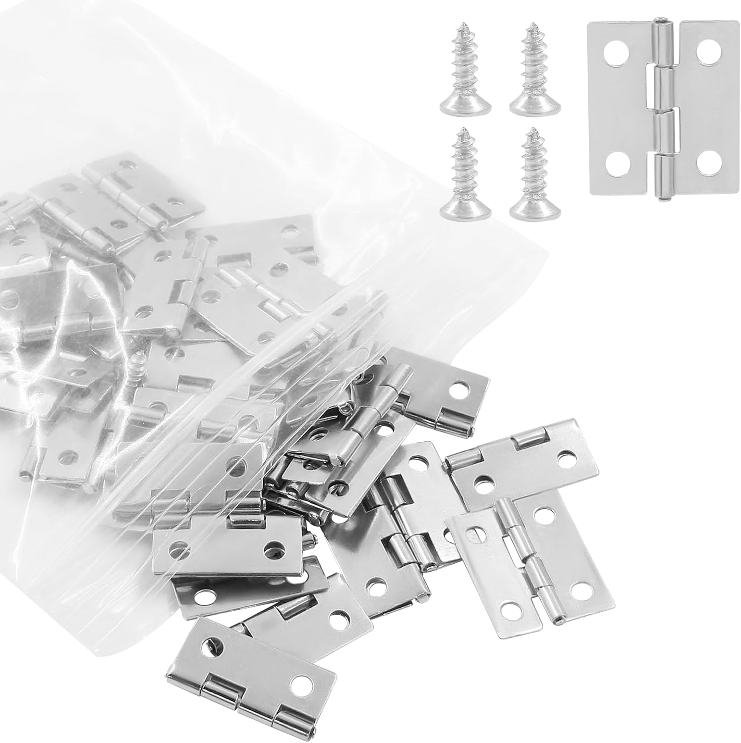 Murtenze 50Pcs Sliver Mini Hinges for Box Decoration, 18 x 15mm Small ...