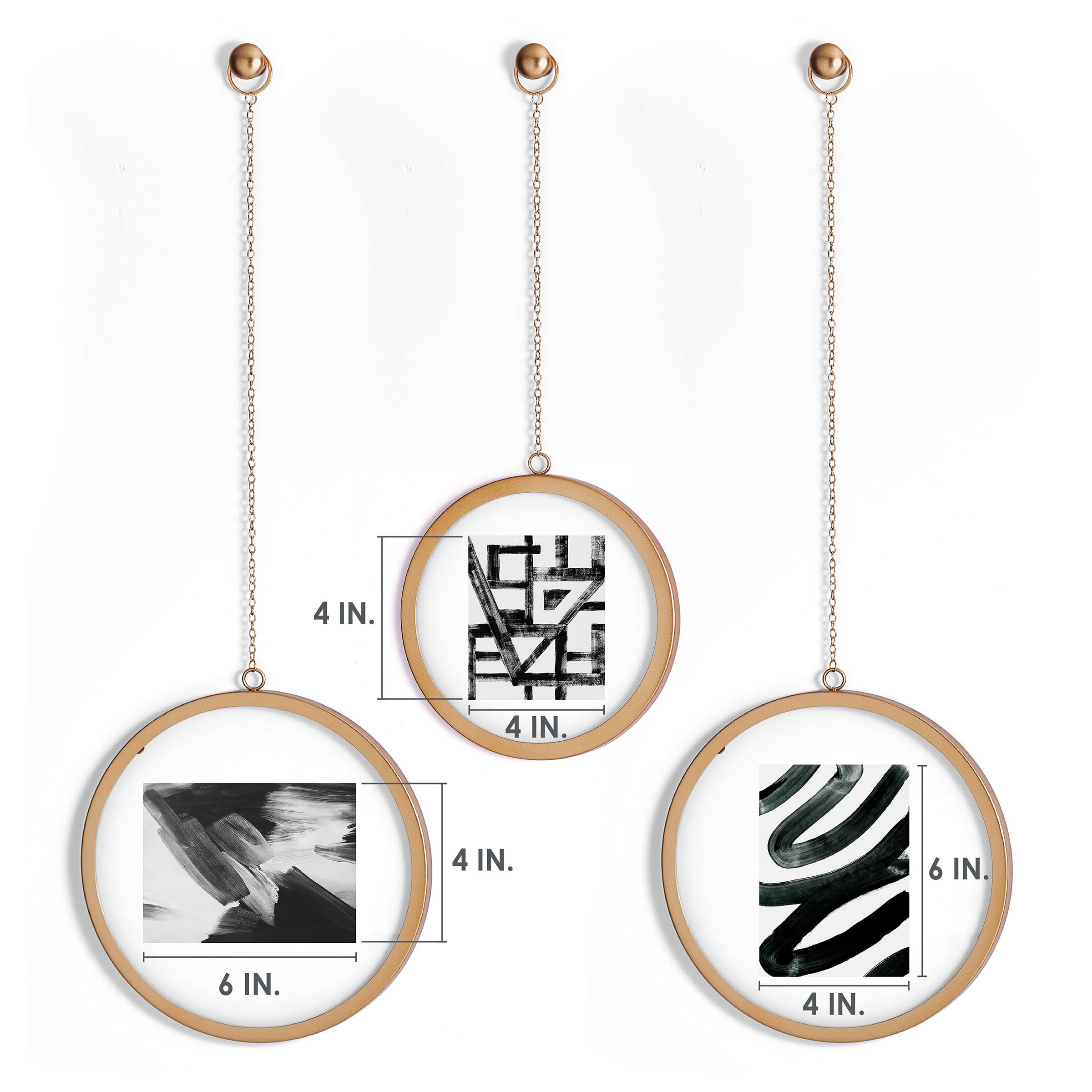 Snapklik.com : Melannco Hanging Metal Chain Round Floating Frames