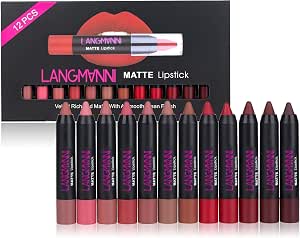LANGMANNI ": 12-Piece Matte Lipstick Set - Non-Stick Cup Formula ...