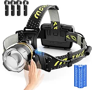MoKo Head Torch Rechargeable, Super Bright 30000 Lumen & 7800 mAh, 8 ...