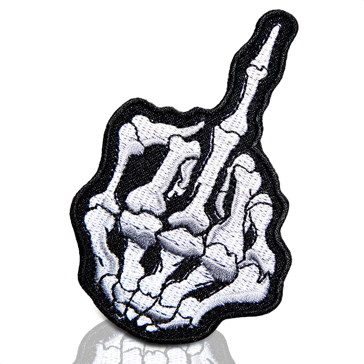 Buy Iron on Patches for Jackets - Skeleton Middle Finger Shirt ...