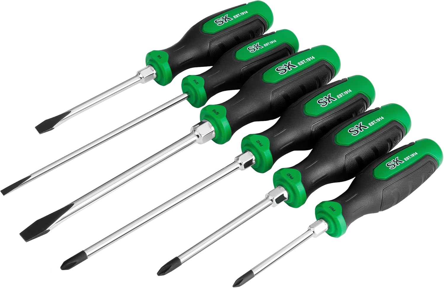 Amazon.com: SK Magnetic Screwdriver Set, S2 Steel, 3 Slotted & 3 ...