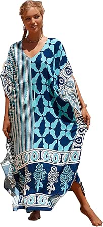 Blue drawstring caftan dress venck kaftan dresses for women plus size ...