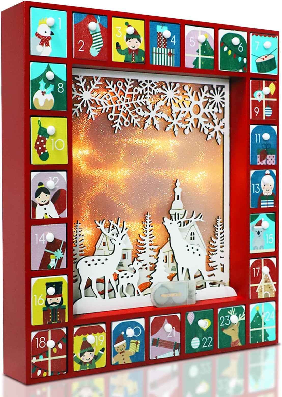 Amazon.com: MorTime LED 24 Day Advent Calendar Decorated with 24 ...