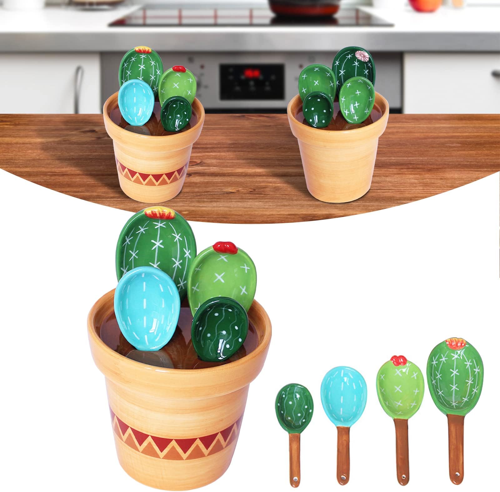 Amazon.com: Eminent Love Cactus Measuring Spoons Set in Pot – 6-Pcs Set ...