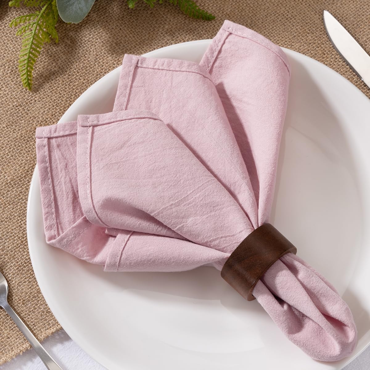 Amazon.com: MLMW Pink Linen Napkins Cloth Set of 8 Summer Cotton Dinner ...