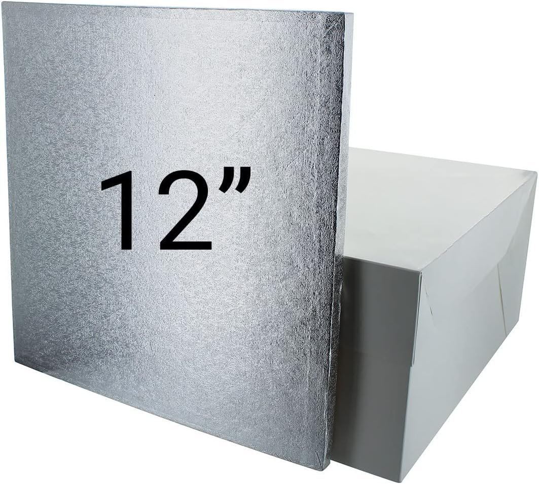 Culpitt 12 Inch Square Silver Cake Drum Board & White Cake Box Combo ...