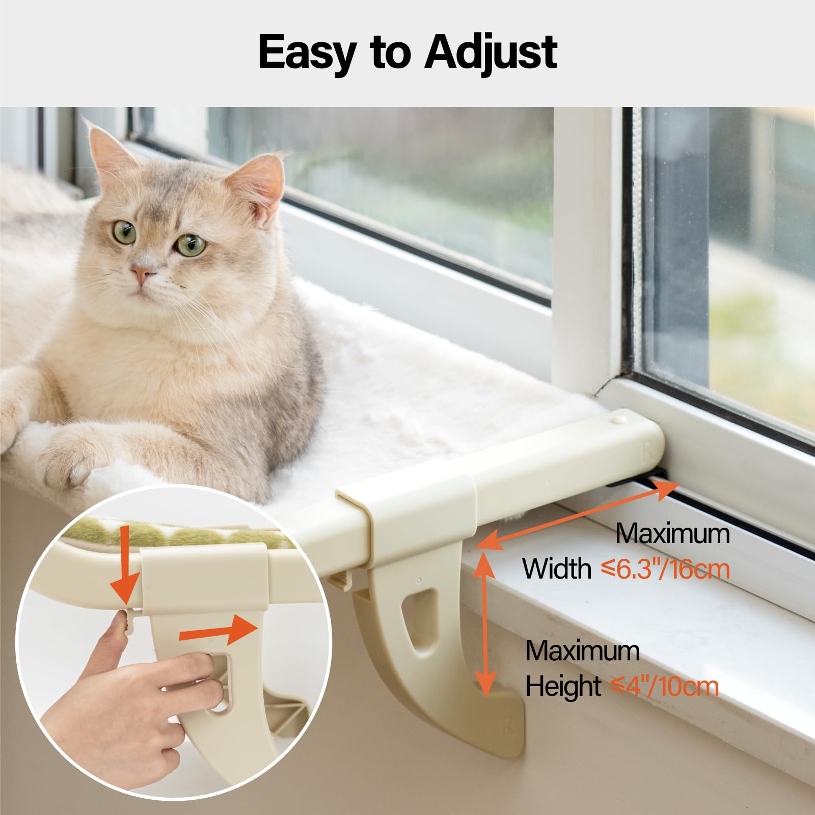 MEWOOFUN Window Sill Mount Cat Perch for Indoor Cats, One-Step Sliding ...