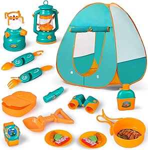 Kids Camping Tent Set Toys,20 PCS Pop Up Play Tent with Kids Camping ...