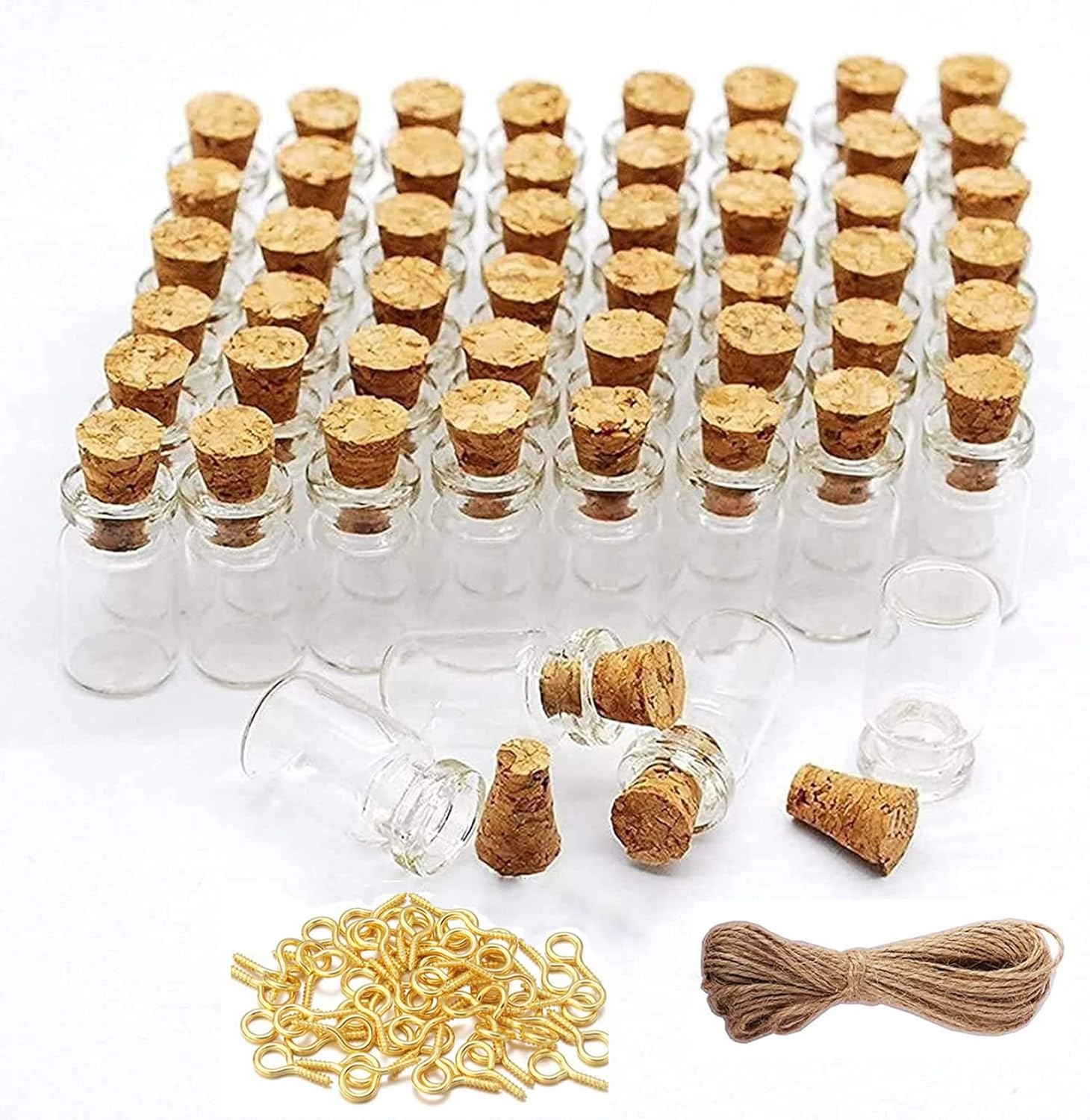 Amazon.com: Minsily 100 Pcs 0.5ml Mini Small Glass Bottles with Cork ...