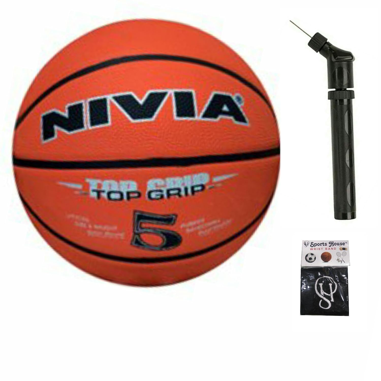 Nivia Top Grip Basketball - Size 5 (Pack of 1) + Ball Pump Double ...