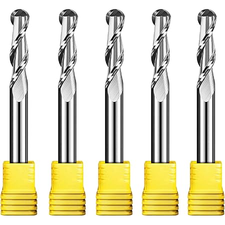 Yonico Carbide Ball Nose End Mill CNC Router Bits 2 Flute Spiral 1/4 ...