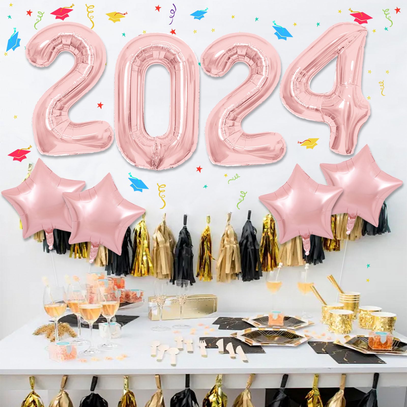 Snapklik.com : 8 Pcs 2024 Balloons Graduation Class Of 2024 Rose Gold ...