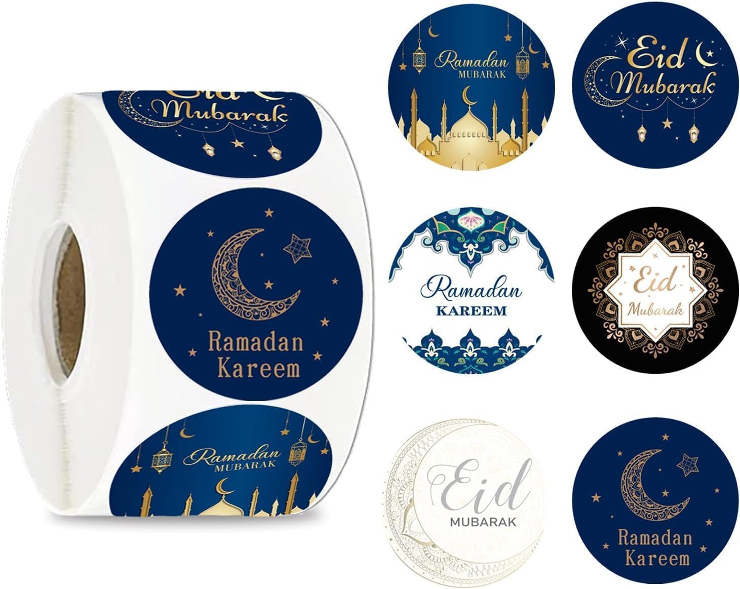 600 Pcs Eid Mubarak Stickers 3.5cm, Ramadan Kareem Labels for Eid Party ...