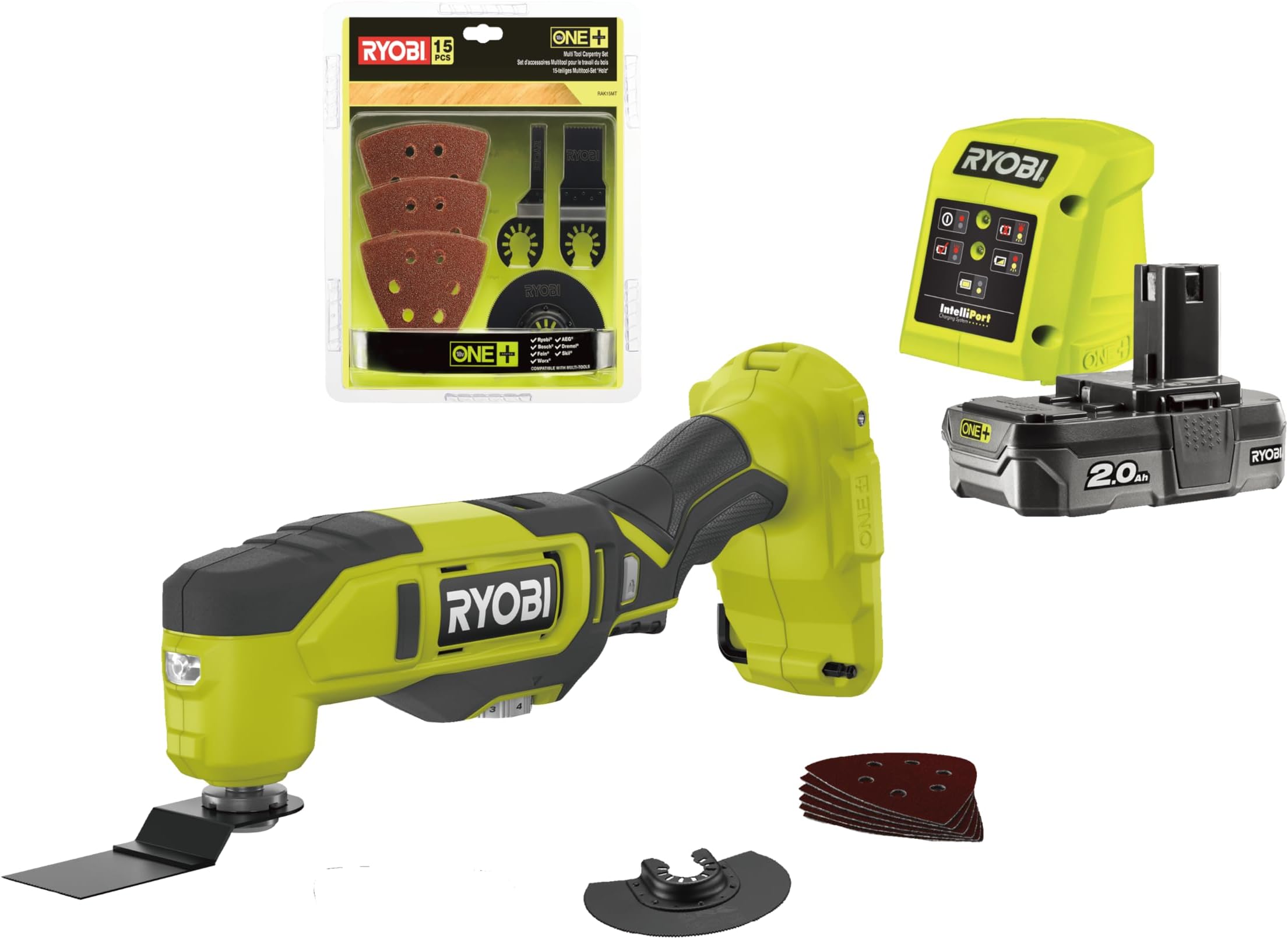 Ryobi RMT18-120SA15 18V ONE+ Multi Tool Kit (1 x 2.0 Ah) : Amazon.co.uk ...