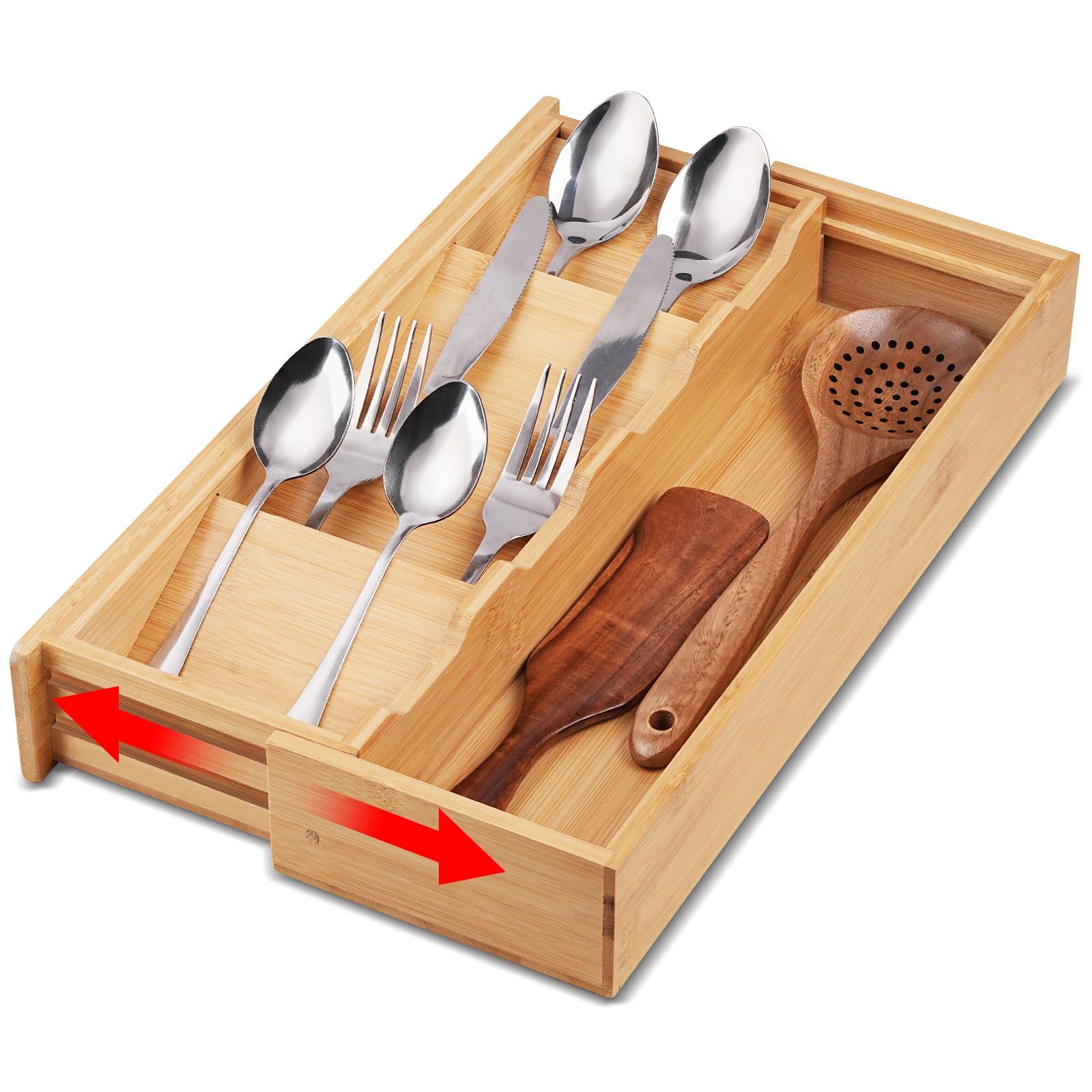 Amazon.com - Bamboo Kitchen Drawer Organizer, Expandable Silverware ...
