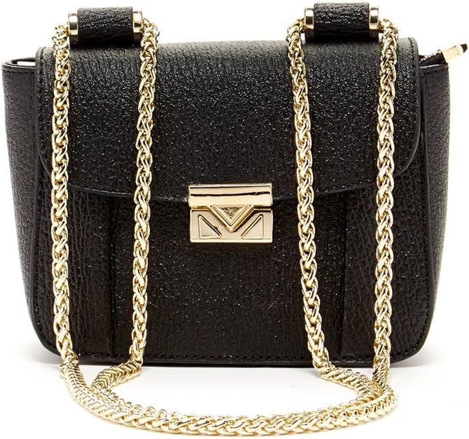SUSU The Violet Black Leather Crossbody With Convertible Chain ...