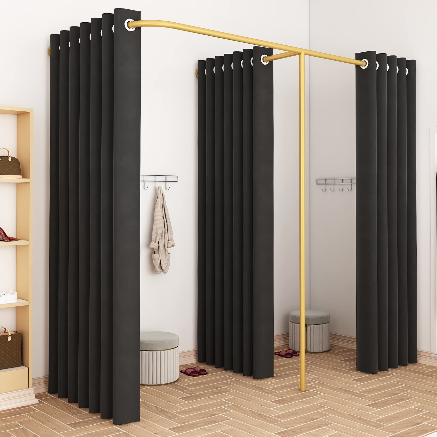 Double Fitting Room, F-Shape Changing Rooms Divider with 3 Shading ...