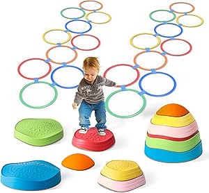 Amazon.com: Hopscotch Rings & Stepping Stones for Kids,Toddler Jumping ...
