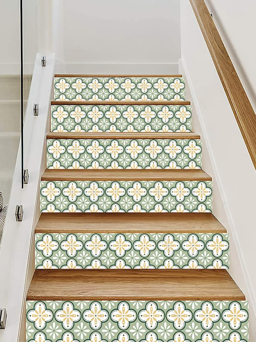 Amazon.com: ColorWoo 6 Stripes Self-Adhesive Stair Decals,Green Four ...
