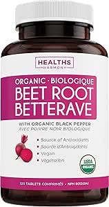 Healths Harmony Organic Beet Root Tablets with Black Pepper