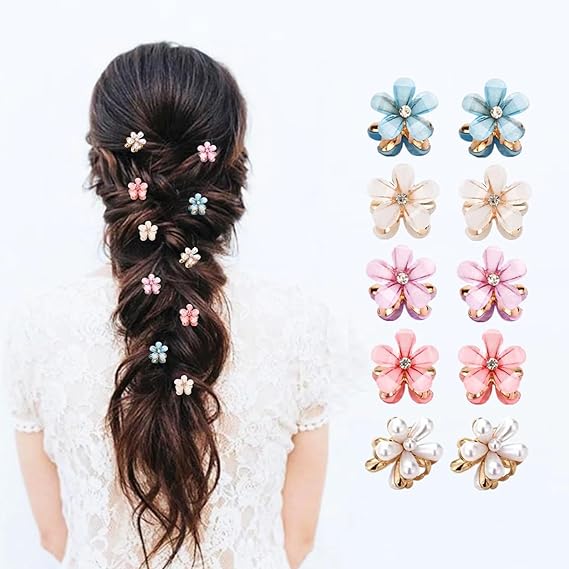 Amazon.com : 10 Pcs Mini Cute Flower-Shaped Hair Clips for Girls ...