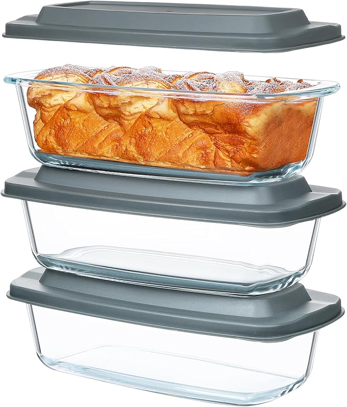 Amazon.com: M MCIRCO 6-Piece Glass Loaf Pan with Lids Set, Meatloaf Pan ...