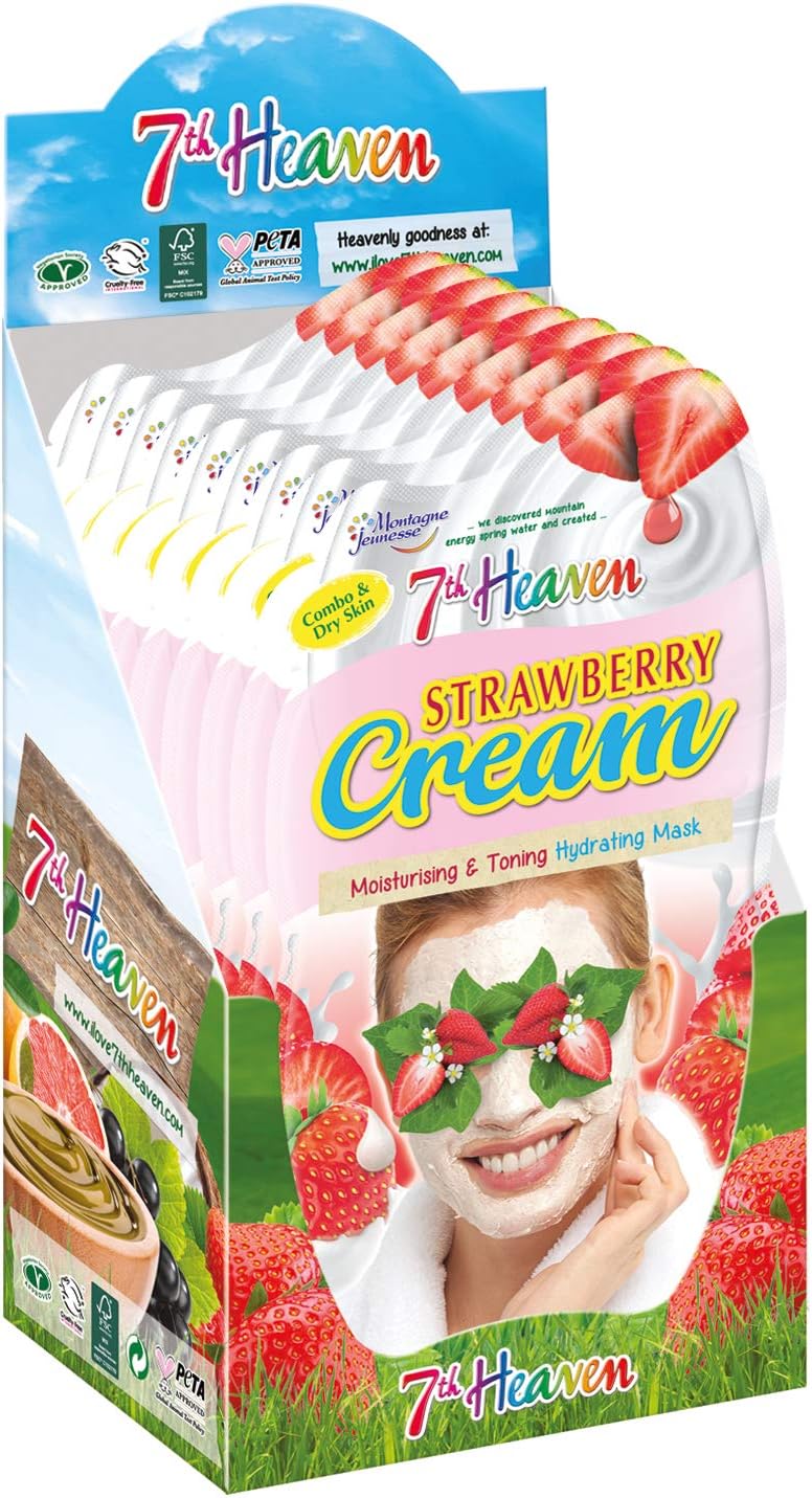 7th Heaven Strawberry Cream Hydrating Mask with Pulped Strawberries and ...
