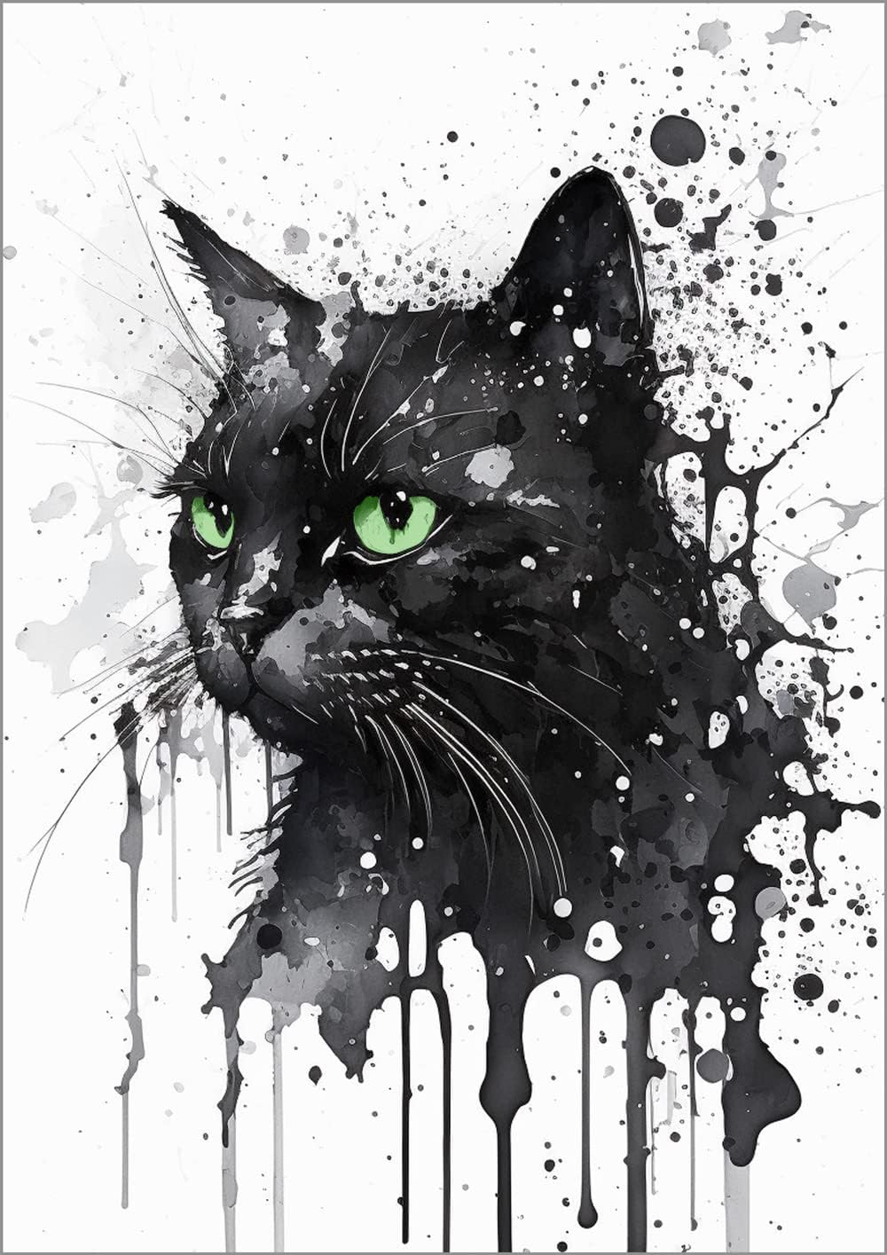 Amazon.com: 7Dots Art. Black Ink wall art series. Watercolor Ink Art Print, poster size, bedroom ...