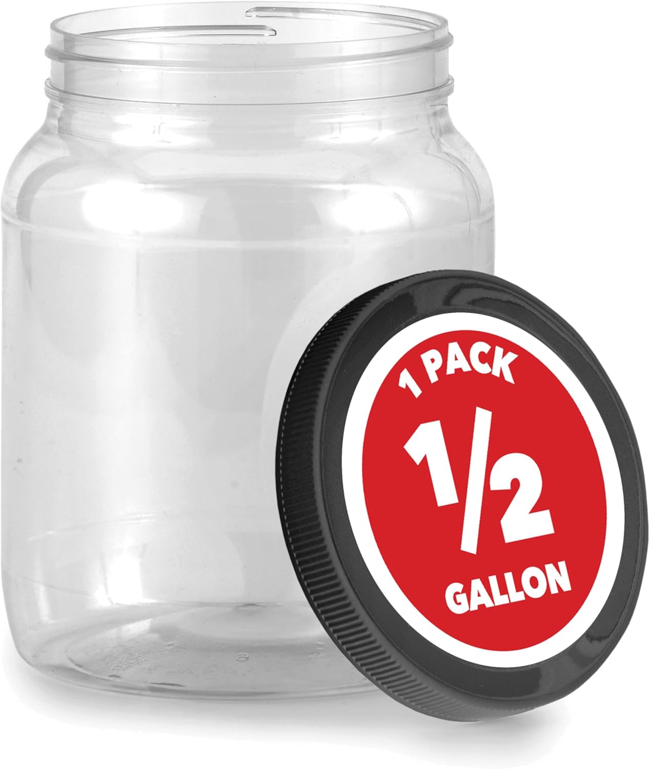 Amazon.com: Stock Your Home Half Gallon Clear Plastic Jars with Lids (1 ...