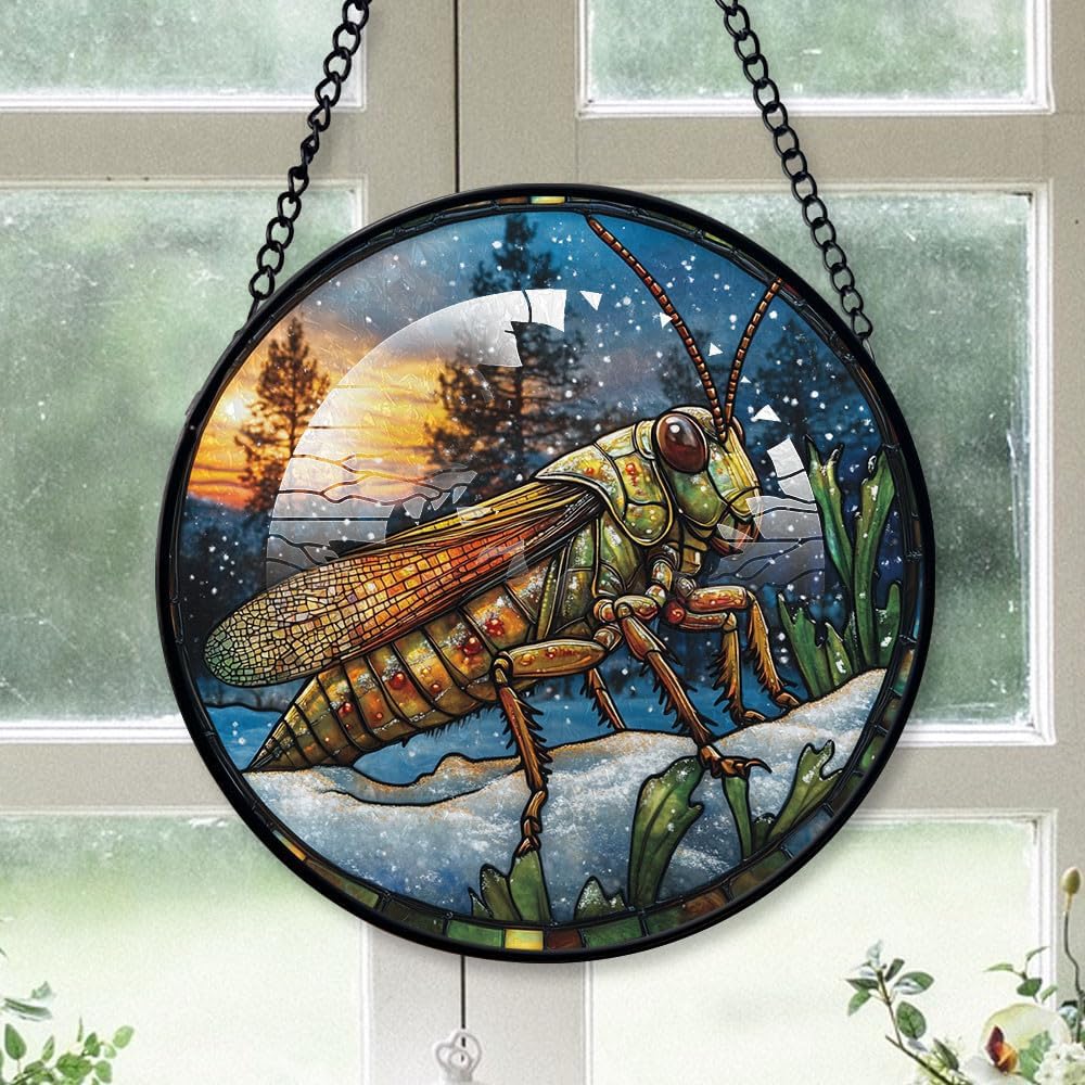 Amazon.com: Custom Suncatchers Christmas Tree, Grasshopper Stained ...