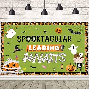Amazon.com: AIBIIN 8x6ft Halloween Classroom Banner Spooktacular ...