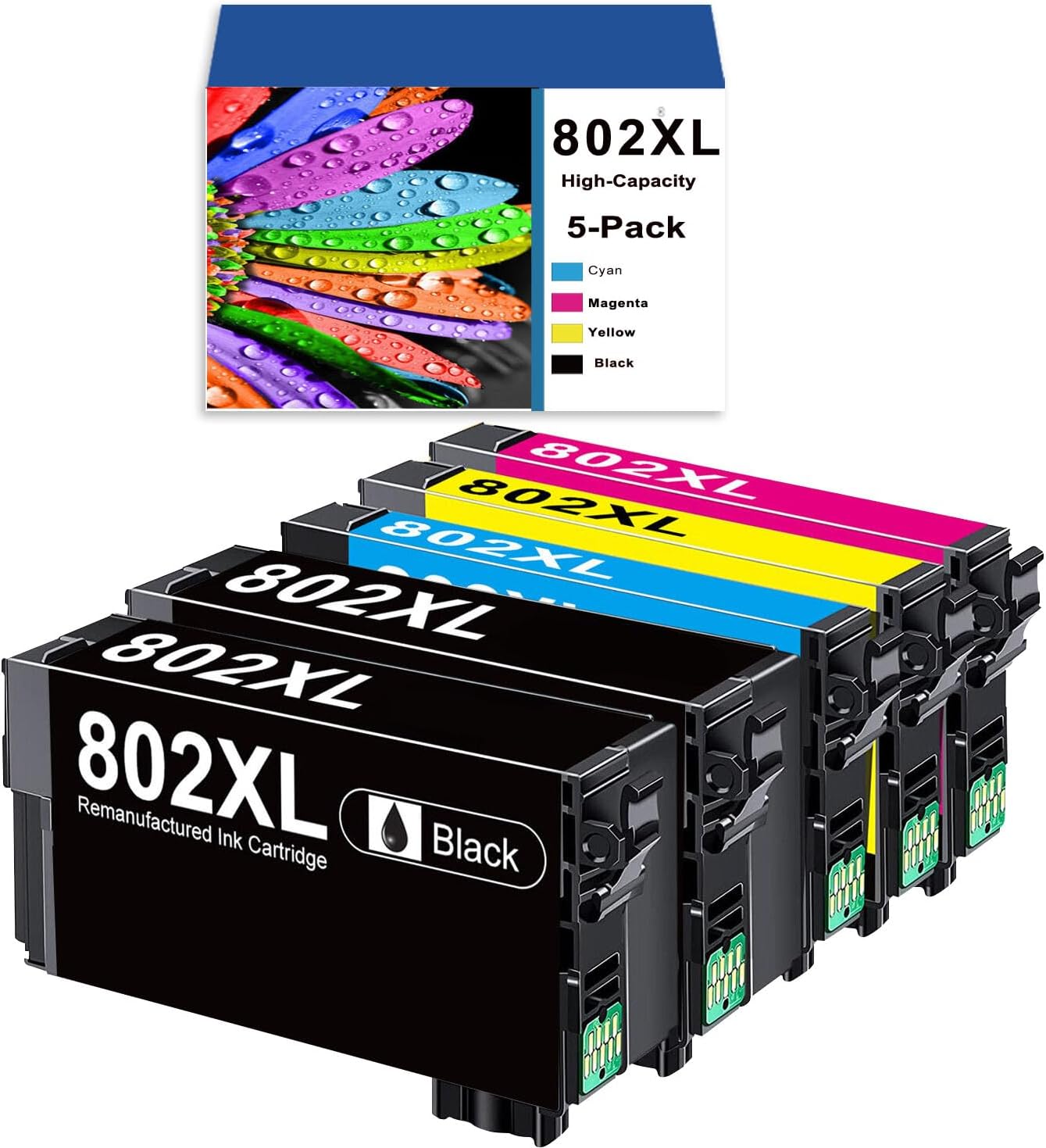 802XL Ink Cartridges Remanufactured Replacement for Epson T802 802 XL ...