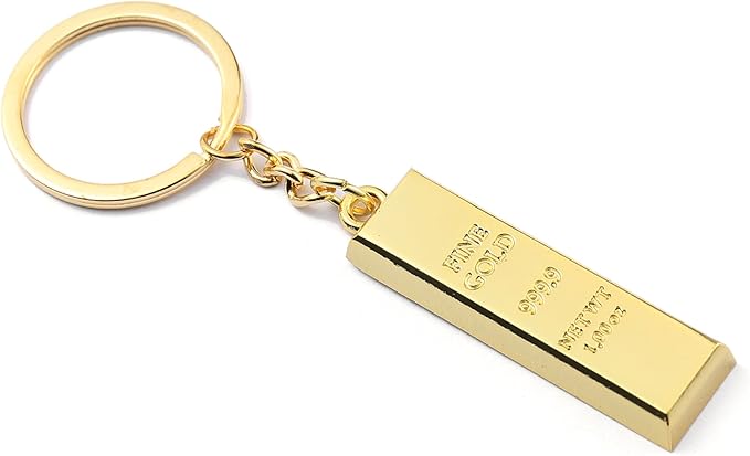 Komonee Gold Bar Metal Key Chain Bullion Key Ring Ingot Keychain ...