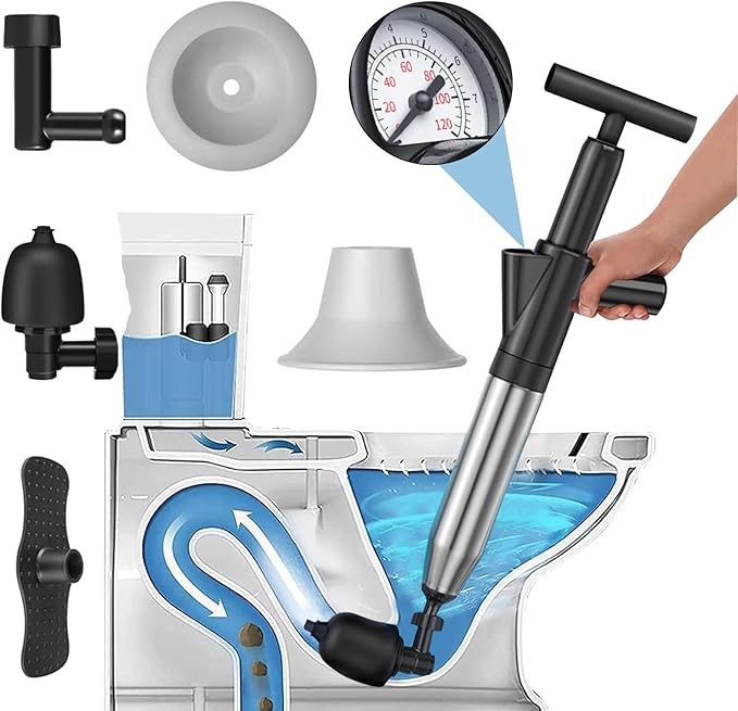 Amazon.com: JUMGUN High Pressure Toilet Plunger Air Drain Blaster Kit ...