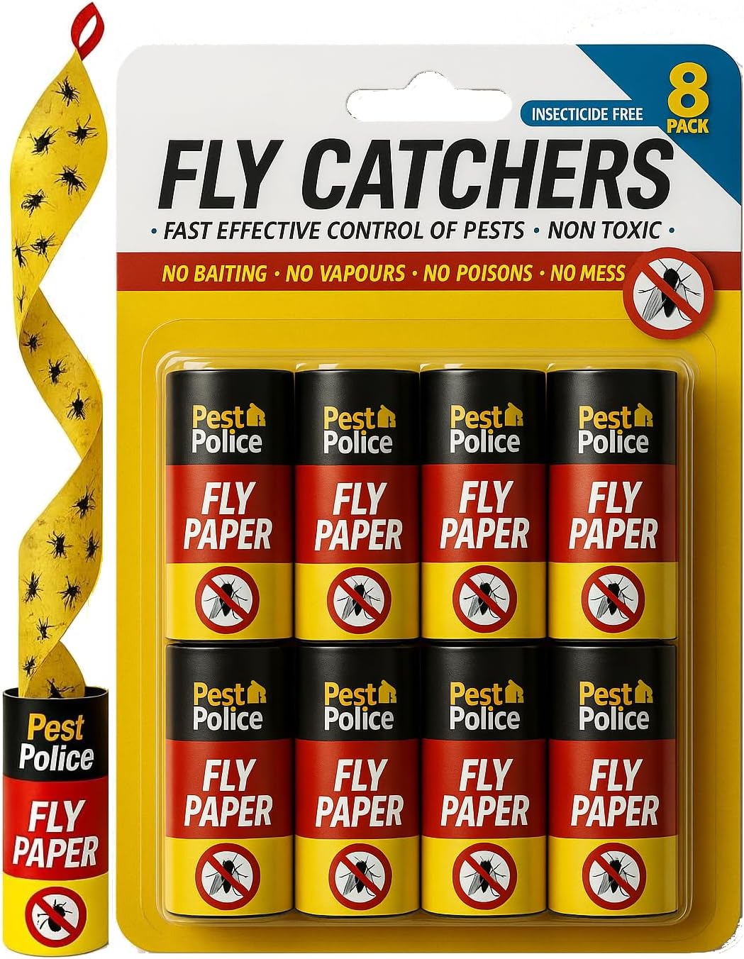 PESTSHIELD 10 PACK OF CLEAR STICKY PAPER HANGING PULL OUT FLY TRAP ...