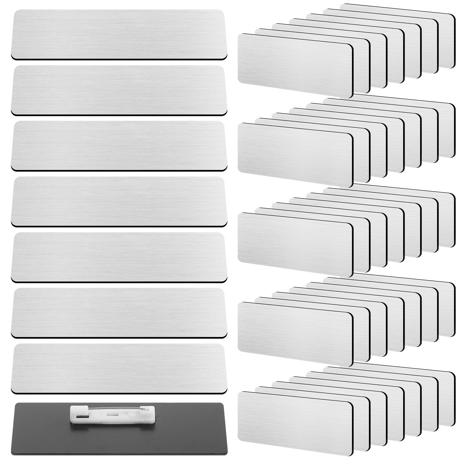 Amazon.com : 50 Pcs Name Tag Badge Blanks Brushed Round Corners Pin DIY ...