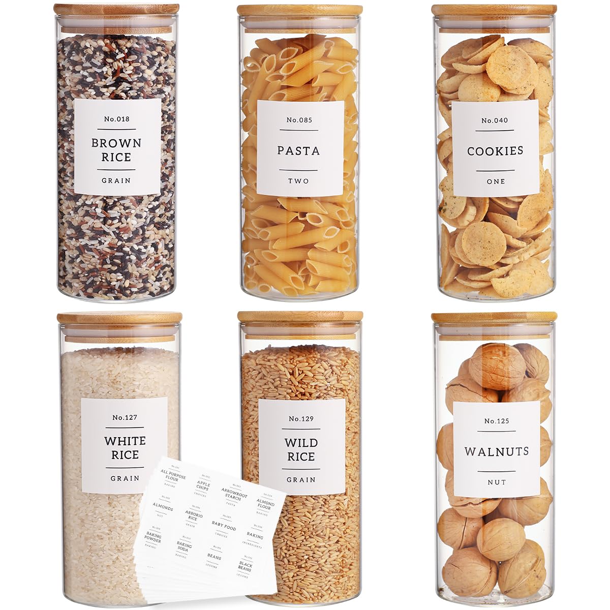 Amazon.com: CZZGSM 6 Pack Glass Jar with Airtight Bamboo Lid and White ...