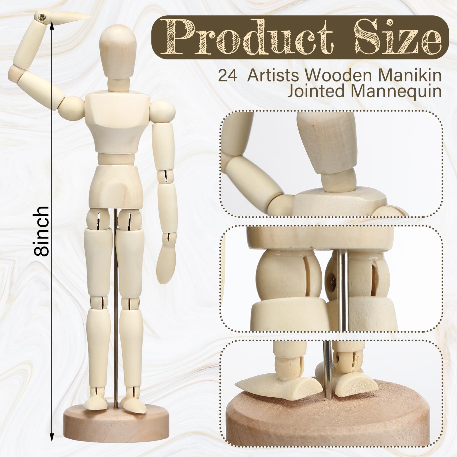 Snapklik.com : 24 Pcs 12 Pcs Artists Wooden Manikin Jointed Mannequin 8 ...