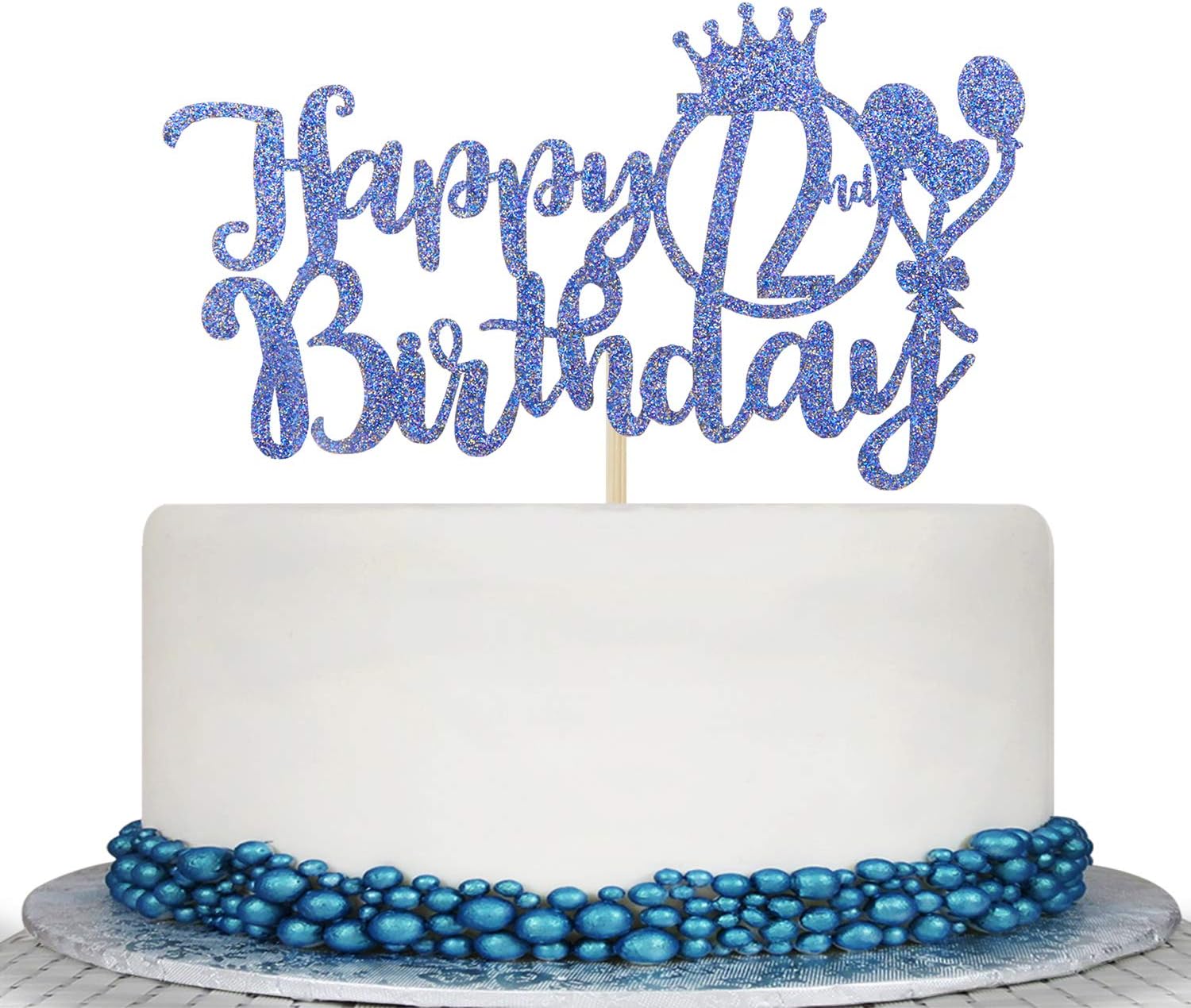 Blue Glitter Happy 72nd Birthday Cake Topper - Cheers To 72 Years Cake ...