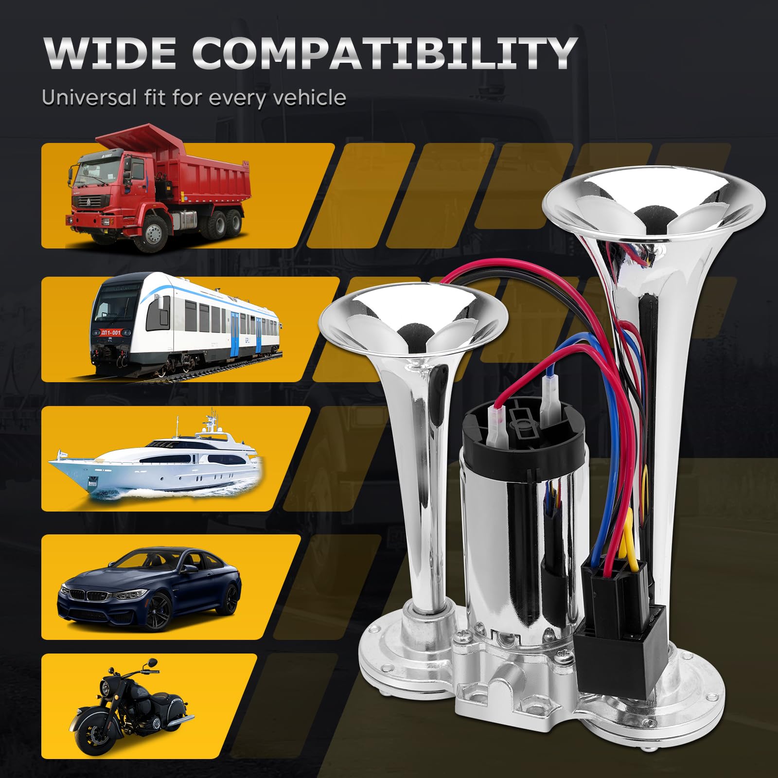 Snapklik.com : YEHERIT 12V 600DB Upgraded Air Horn Dual Trumpets, Super ...